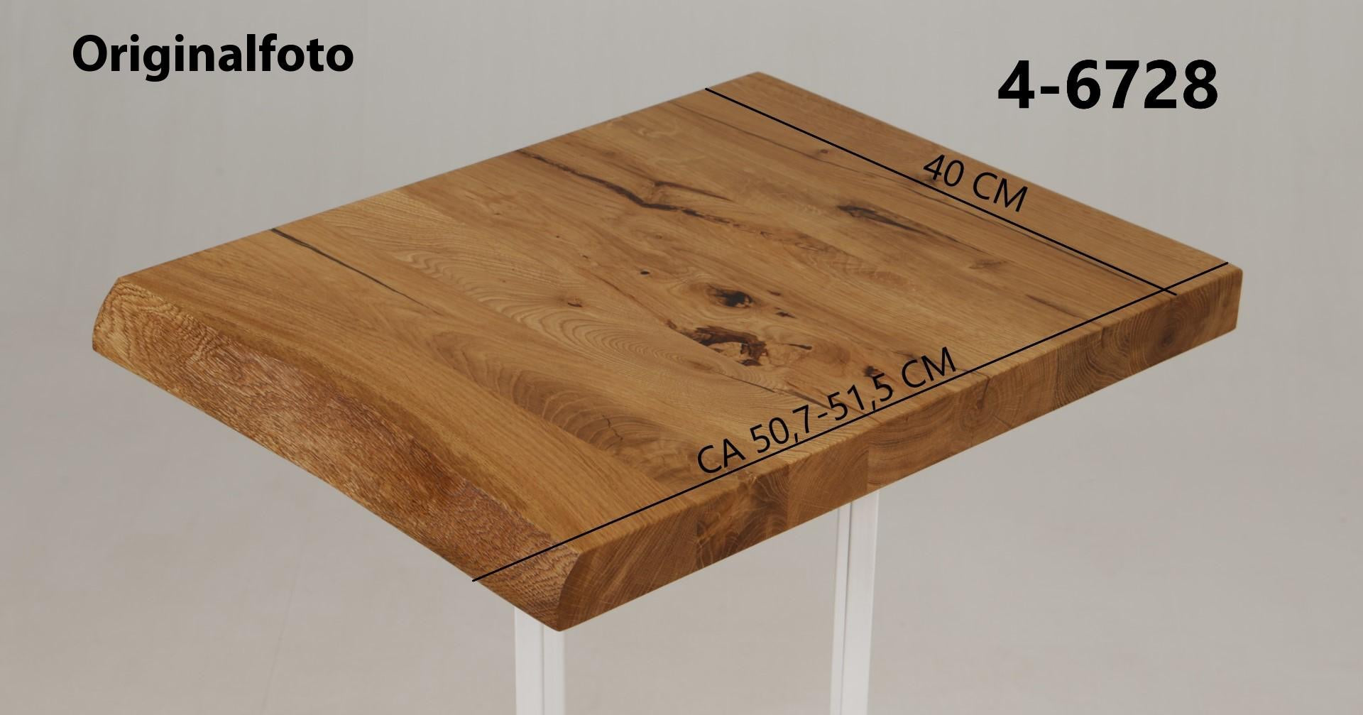 Eichenplatte 4-6728 – Massivholzplatte mit Baumkante, 40 cm